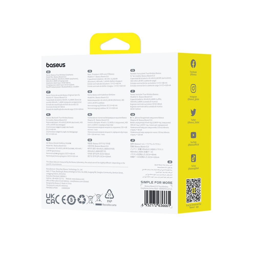 Baseus Bluetooth earphones TWS Bowie E13 black